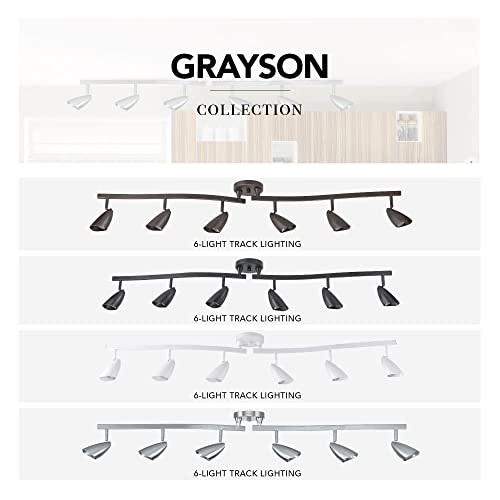 Globe Electric 59062 Grayson 6 Light 52-9/25" Wide S-Shape Track Lighting Kit wi, Brushed Steel