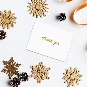 100 Thank You Cards with Envelopes - Thank You Notes, White & Gold Foil - Blank Cards with Envelopes - For Business, Wedding, Graduation, Baby/Bridal Shower, Funeral, Professional Thank You Cards Bulk