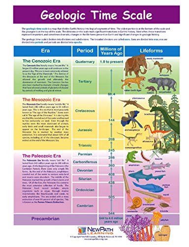 NewPath Learning-947122 Geologic Time Scale Visual Learning Guides, Set/5-4-Panel, 11" x 17" Laminated Guides, Full-Color Graphic Overview, Write-On/Wipe-Off Activities