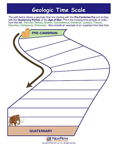 NewPath Learning-947122 Geologic Time Scale Visual Learning Guides, Set/5-4-Panel, 11" x 17" Laminated Guides, Full-Color Graphic Overview, Write-On/Wipe-Off Activities