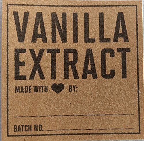 Vanilla Extract (made with heart by) Labels on Kraft Paper - Package of 18.