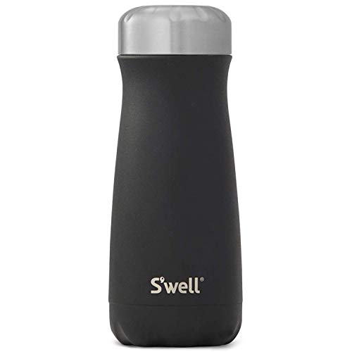 S'well Stainless Steel Traveler - 16 Fl Oz - Onyx - Triple-Layered Vacuum-Insulated Travel Mug Keeps Coffee, Tea and Drinks Cold for 24 Hours and Hot for 12 - BPA-Free Water Bottle