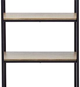 Kings Brand Furniture Grey Finish Wood & Black Metal 4 Tier Shelf Storage Bookcase