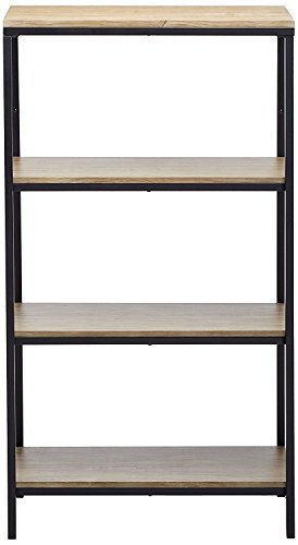 Kings Brand Furniture Grey Finish Wood & Black Metal 4 Tier Shelf Storage Bookcase