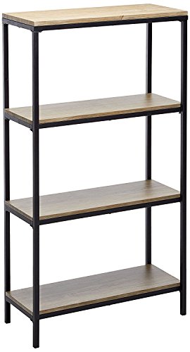 Kings Brand Furniture Grey Finish Wood & Black Metal 4 Tier Shelf Storage Bookcase