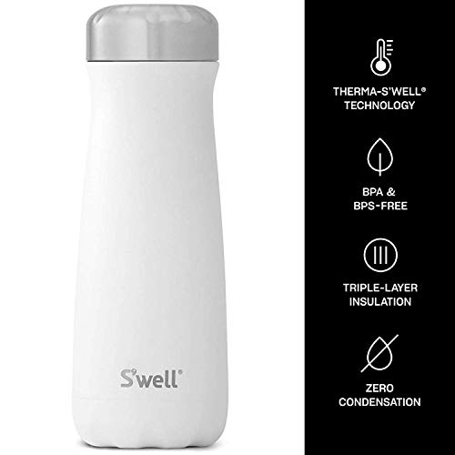 S'well Stainless Steel Traveler - 20 Fl Oz - Moonstone - Triple-Layered Vacuum-Insulated Travel Mug Keeps Coffee, Tea and Drinks Cold for 36 Hours and Hot for 15- BPA-Free Water Bottle