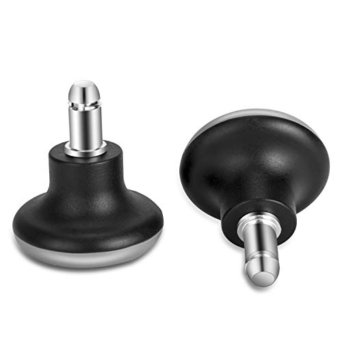 uvce Bell Glides Replacement Office Chair Swivel Caster Wheels to Fixed Stationary Castors, Short Profile with Separate Self Adhesive Felt Pads Black 5pcs