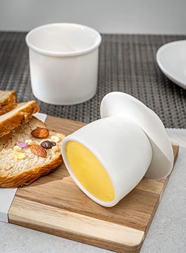 Sweese Butter Dish - Butter Crock for Counter with Water Line for Spreadable Butter - French Butter Keeper with Lid - No More Hard Butter - White, No. 305.101