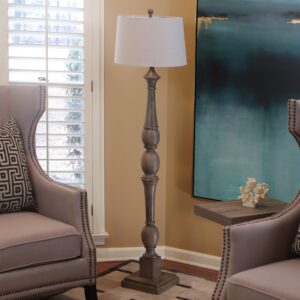 decor therapy distressed baluster resin floor lamp, warm grey