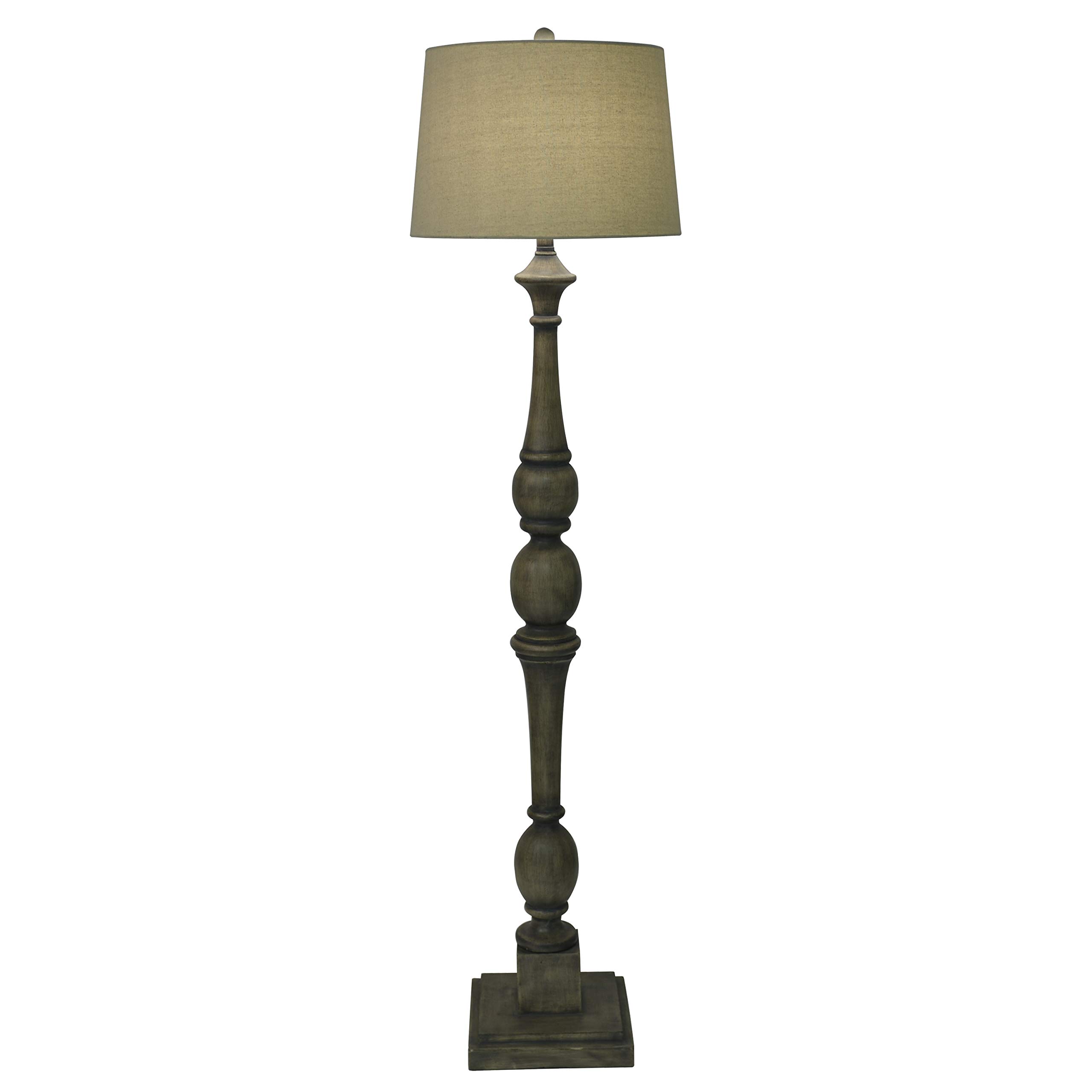 Decor Therapy Distressed Baluster Resin Floor Lamp, Warm Grey