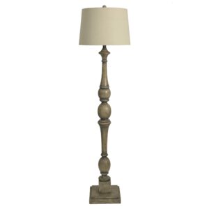 Decor Therapy Distressed Baluster Resin Floor Lamp, Warm Grey