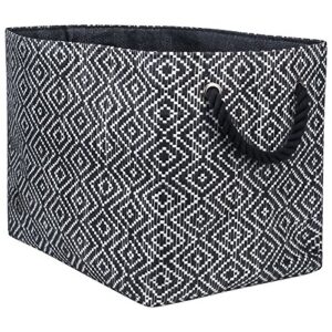 dii woven paper storage bin, diamond basketweave, black/white, medium