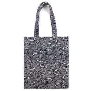 chezi japanese pattern cotton canvas tote bag (wave/zip)