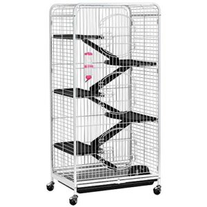 go2buy metal 3 doors rats rabbit ferret cage playpen, 25.2lx 16.9wx 51.6h-inch white