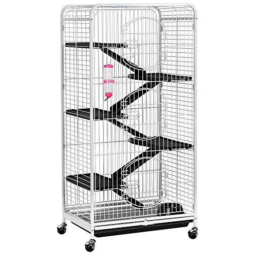 go2buy Metal 3 Doors Rats Rabbit Ferret Cage Playpen, 25.2Lx 16.9Wx 51.6H-inch White