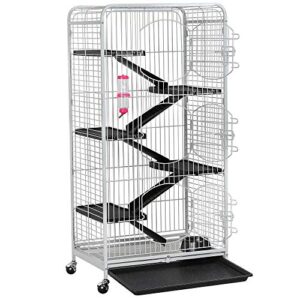 go2buy Metal 3 Doors Rats Rabbit Ferret Cage Playpen, 25.2Lx 16.9Wx 51.6H-inch White