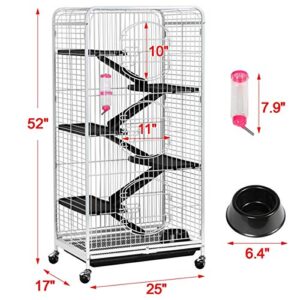 go2buy Metal 3 Doors Rats Rabbit Ferret Cage Playpen, 25.2Lx 16.9Wx 51.6H-inch White