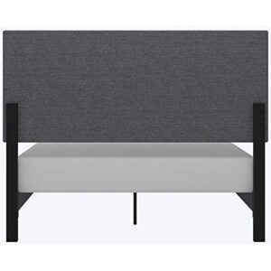 DHP Janford Upholstered Platform Bed with Modern Vertical Stitching on Rectangular Headboard, Full, Gray Linen