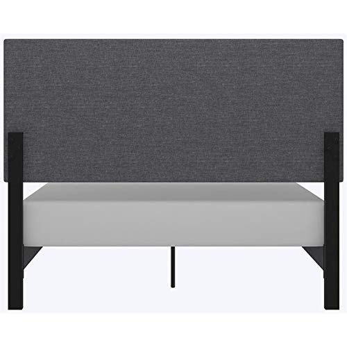 DHP Janford Upholstered Platform Bed with Modern Vertical Stitching on Rectangular Headboard, Full, Gray Linen