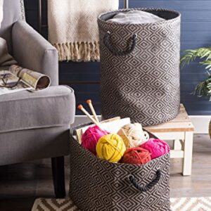 DII Woven Paper Storage Bin, Diamond Basketweave, Stone/Black, Large