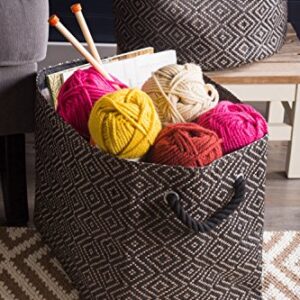 DII Woven Paper Storage Bin, Diamond Basketweave, Stone/Black, Large