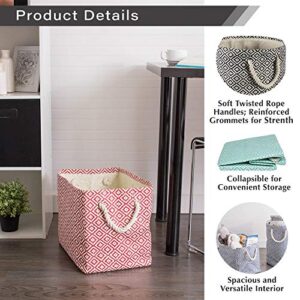 DII Woven Paper Storage Bin, Diamond Basketweave, Gray/White, Large