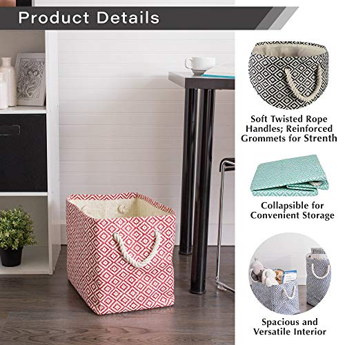 DII Woven Paper Storage Bin, Diamond Basketweave, Gray/White, Large