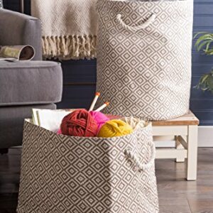 DII Woven Paper Storage Bin, Diamond Basketweave, Gray/White, Large