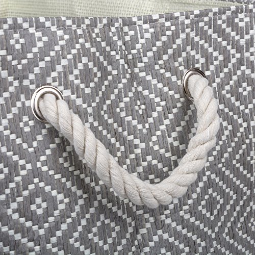 DII Woven Paper Storage Bin, Diamond Basketweave, Gray/White, Large