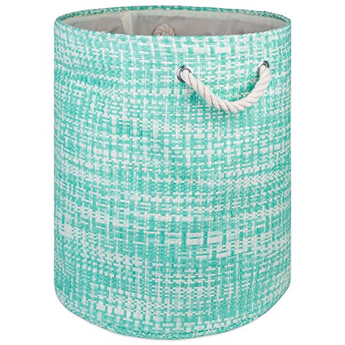 DII Woven Paper Storage Bin, Tweed, Aqua, Large