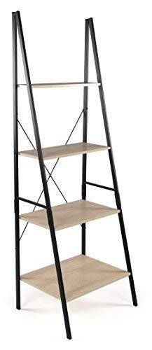 Humble Crew Bookcase 4-Tier 71" Tall Wood Ladder Shelf, Sandwashed Grey