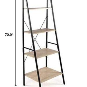 Humble Crew Bookcase 4-Tier 71" Tall Wood Ladder Shelf, Sandwashed Grey