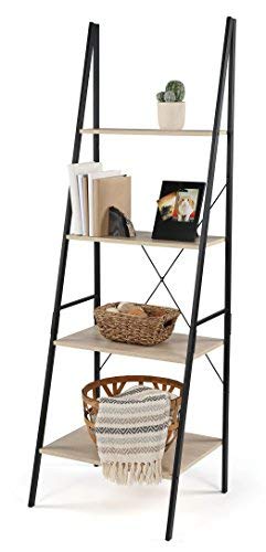 Humble Crew Bookcase 4-Tier 71" Tall Wood Ladder Shelf, Sandwashed Grey