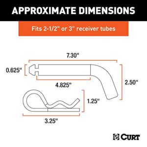 CURT 21507 Heavy-Duty Trailer Hitch Pin & Clip with Grooved Head, 5/8-Inch Diameter, Fits 2-1/2 or 3-Inch Receiver