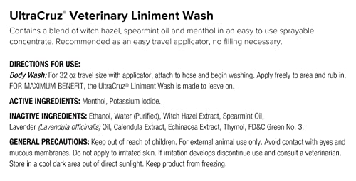 UltraCruz Veterinary Liniment Wash for Horses, 32 oz Travel Spray