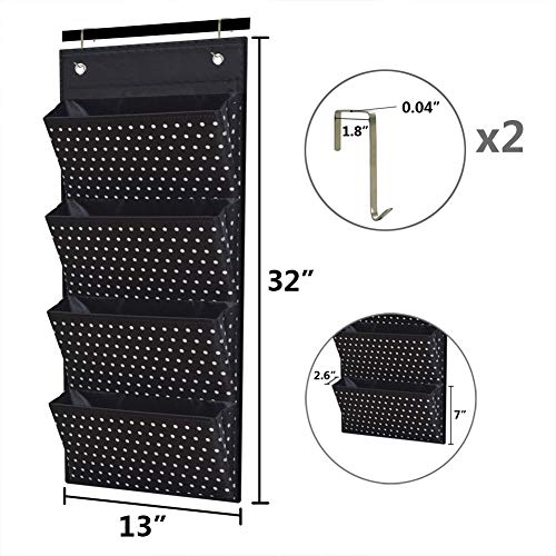 Eamay Wall Mount/Over Door File Hanging Storage Organizer - 4 Large Office Supplies File Document Organizer Holder for Office Supplies, School, Classroom, Office or Home Use, White Dots Pattern