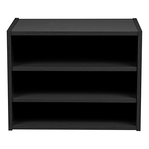 IRIS USA 3-Shelves Modular Wood Stacking Storage Box, for Office Closet and Nightstand, Easy Assembly, Customizable, Stacking Storage Boxes, Black