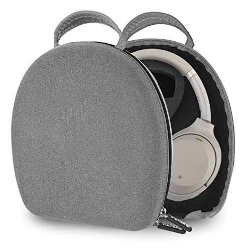 Geekria Shield Headphones Case Compatible with Sony WH-CH720n, WH-1000XM5, WH-1000XM4, WH-1000XM3 Headphones, Replacement Protective Hard Shell Carrying Bag with Cable Storage (Microfiber Grey)