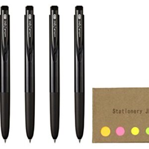 Signo RT1 Retractable Gel Ink Pen, Ultra Micro Point 0.28mm, Rubber Grip, Black Ink, 5-Pack, Sticky notes Value Set