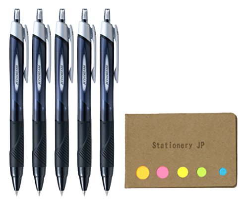 Jetstream Retractable Ballpoint Pen, Ultra Micro Point 0.38mm, Black Ink, 5-Pack, Sticky Notes Value Set