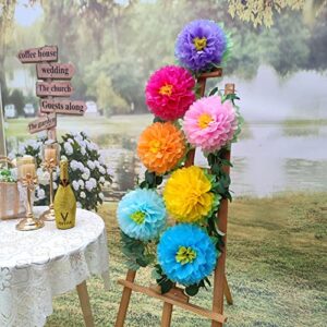 Mybbshower Fiesta Flower for Carnival Large 11" Set of 7 Rainbow Theme Party Birthday Celebration Backdrop Outdoor Decoration