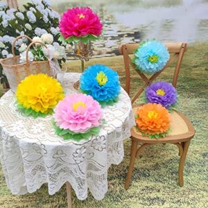 Mybbshower Fiesta Flower for Carnival Large 11" Set of 7 Rainbow Theme Party Birthday Celebration Backdrop Outdoor Decoration