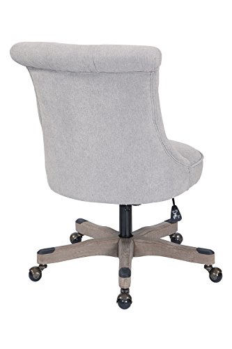 OSP Home Furnishings Hannah Tufted Office Chair with Adjustable Height and Grey Wood Base, Fog Fabric