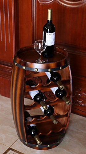 Wooden Barrel Shaped 14 Bottle Wine Rack