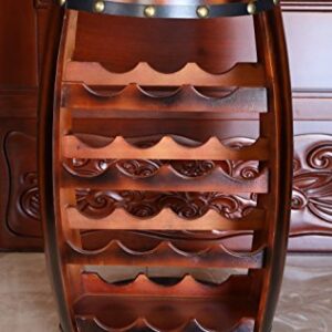 Wooden Barrel Shaped 14 Bottle Wine Rack