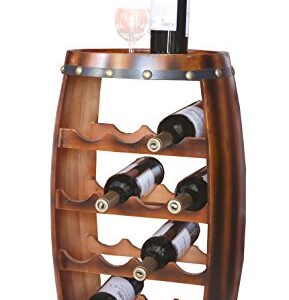 Wooden Barrel Shaped 14 Bottle Wine Rack