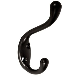 designers impressions flat black heavy duty coat & hat hook: 8130