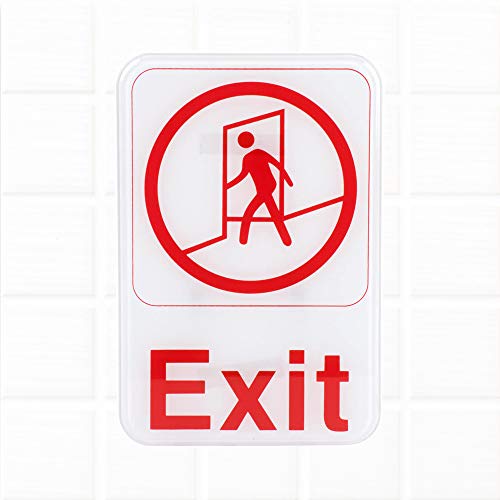 Exit Sign - White and Red, 9 x 6-inches Fire Exit / Fire Safety Signs by Tezzorio