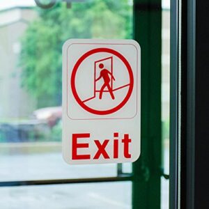 Exit Sign - White and Red, 9 x 6-inches Fire Exit / Fire Safety Signs by Tezzorio