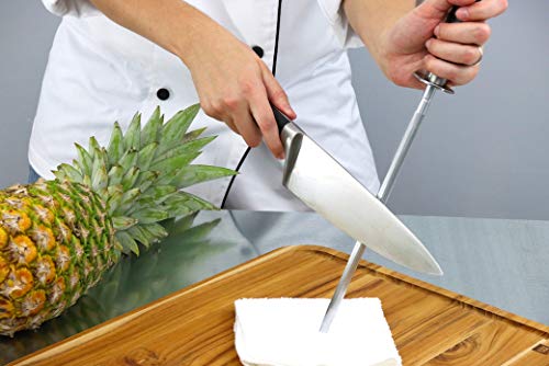 Professional Honing Steel (10” or 12”), Magnetized for Safety, No Rust, No Cheap Plastic! Noble’s Knife Sharpener Has an Oval Handle for a Firm Grip and is Built For Daily Use, Perfect for Chefs!